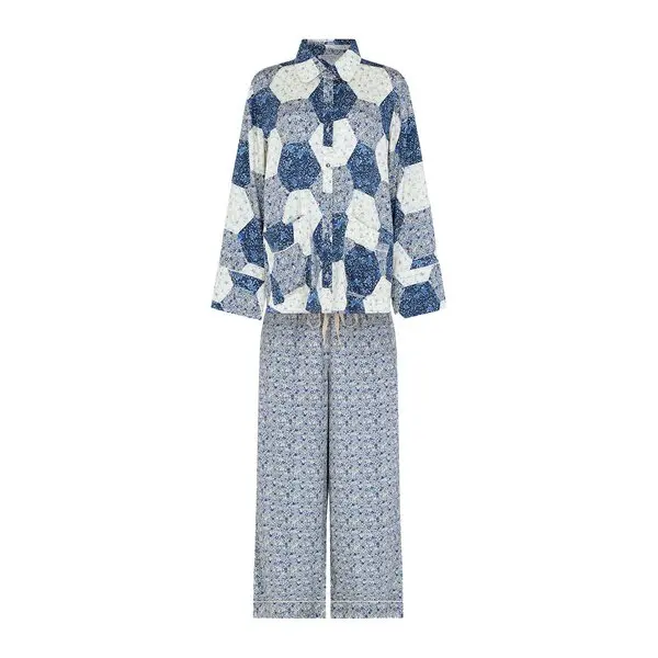 LILY AND LIONEL Evie Aster Patchwork Pyjama Set - Blue