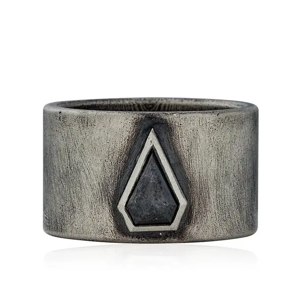 CARTOGRAPHY True North Sterling Silver Cigar Band With Diamond - Grey/black/silver