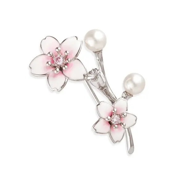 GROSSÉ Sakura Platinum Brooch - Silver/white