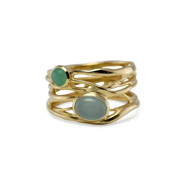 ISLA SILVER Gold Vermeil Statement Ring With Gemstones - Gold/blue