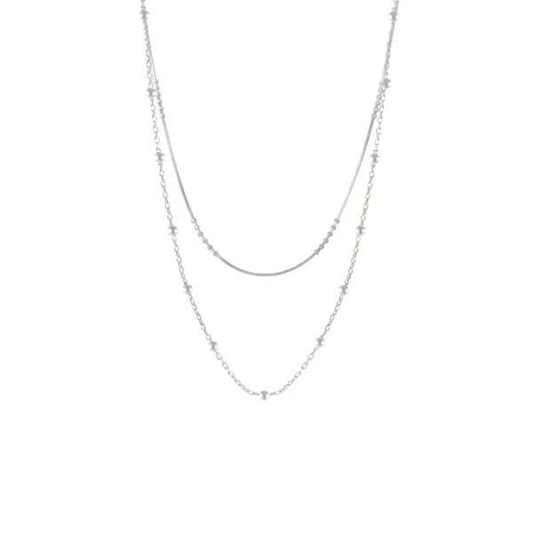 SPERO LONDON Beaded Chains Sterling Layering Necklace Set - Silver