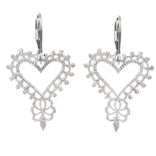 Zoë & Morgan Heart Shaped Drop Earrings - Silver