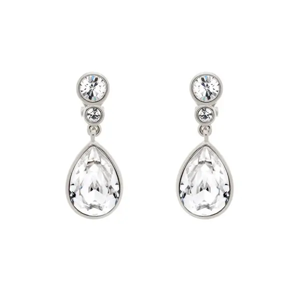 EMMA HOLLAND JEWELLERY Platinum Plated Crystal Drop Clip-on Earrings - Silver