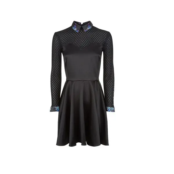 TRAMP IN DISGUISE Ginna Skater Dress With Mesh Sleeves