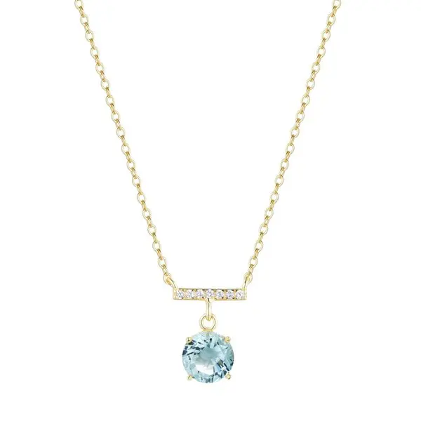 KAMARIA Birthstone Solitaire & Crystal Bar Necklace - Blue