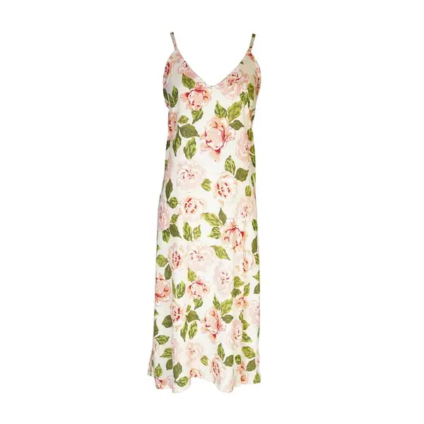 JENNAFER GRACE Floral Print Slip Midi Dress - White/pink