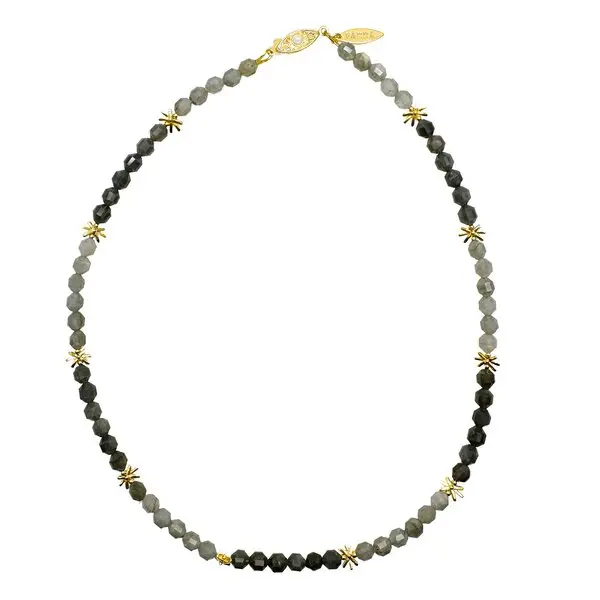 FARRA Labradorite Beaded Necklace - Grey