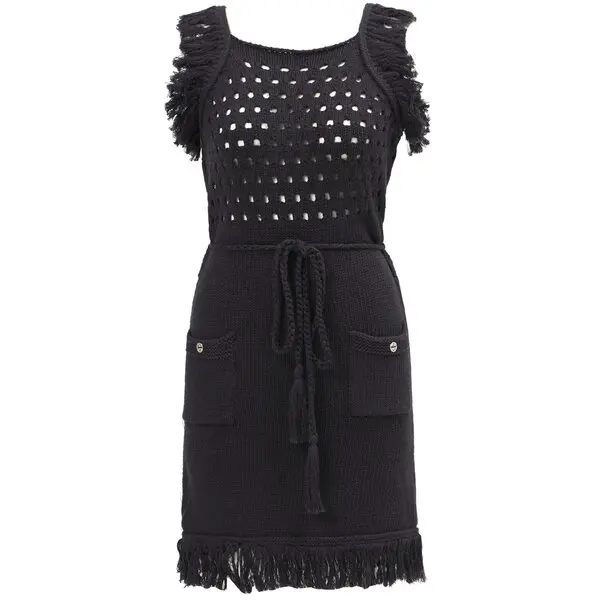 PERALUNA Miyoki Mini Knitted Tasseled Dress