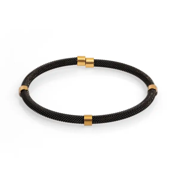 EBRU JEWELRY Bracelet Black Steel & Gold - Gold/black