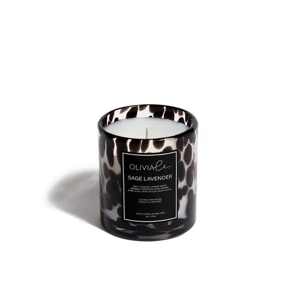 OLIVIA LE Sage Lavender Leopard Candle Small - Black