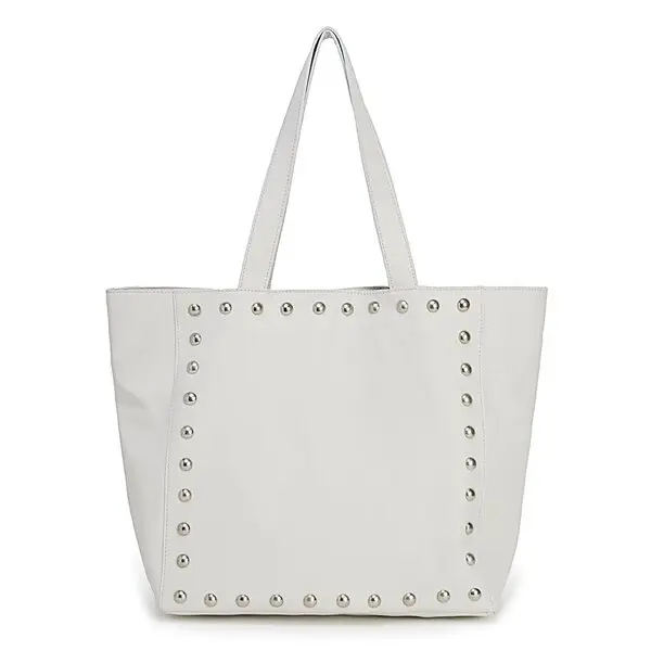JUAN-JO Leather Studded Tote Bag - White