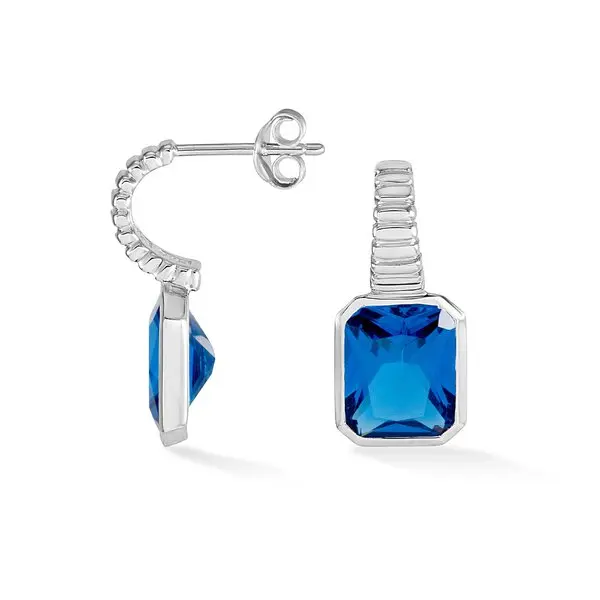 DOWER & HALL Octagon Humbug Drop Earrings - Silver/blue