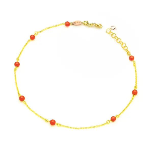 UNALOE Vermeil Necklace With Natural Red Coral Pendant - Silver/red
