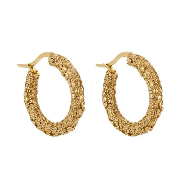 BALLINGER JEWELLERY Molten Meadow Floral Hoop Earrings
