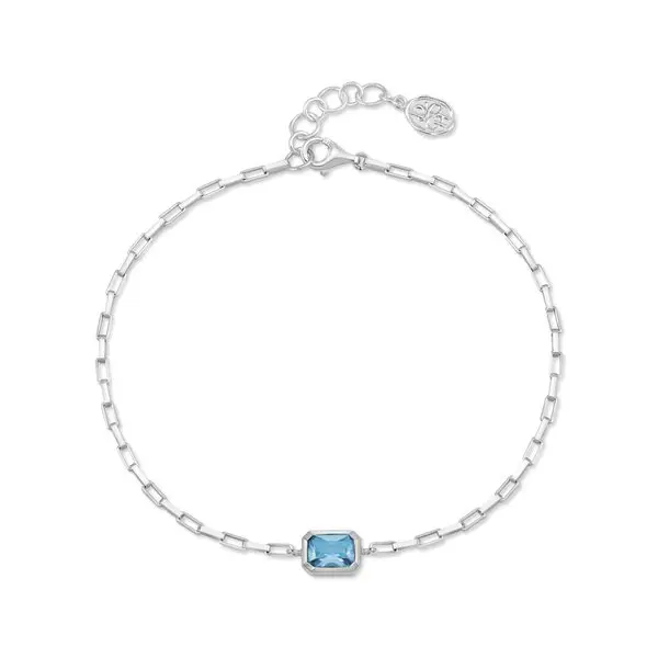DOWER & HALL Silver Blue Topaz Octagon Humbug Paperclip Bracelet - Silver/blue