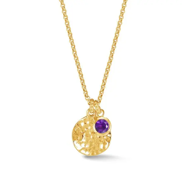 DOWER & HALL Hammered Disc & Amethyst Array Pendant - Gold