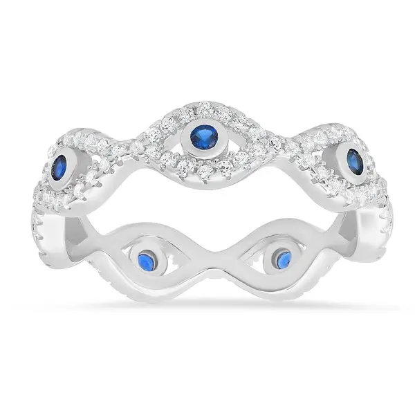 KYLIE HARPER Sterling Diamond Cz Evil Eye Eternity Band Ring - Silver