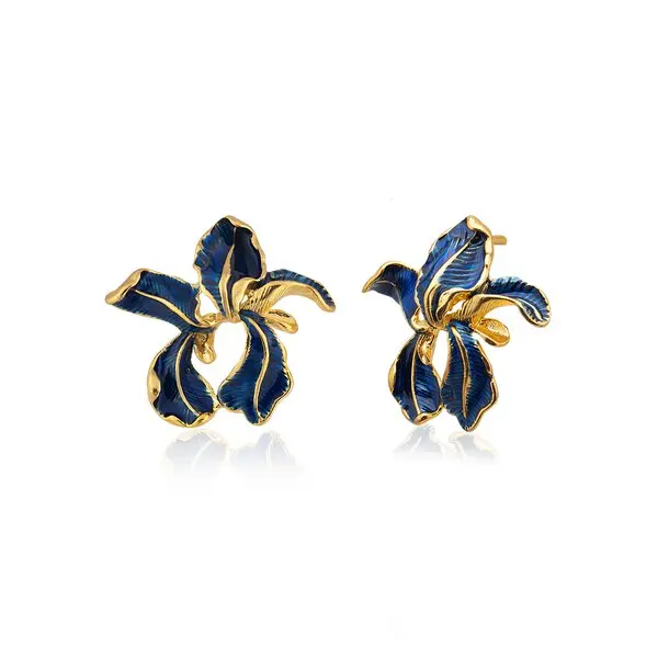 MILOU JEWELRY Fleur De Lis Earrings - Blue