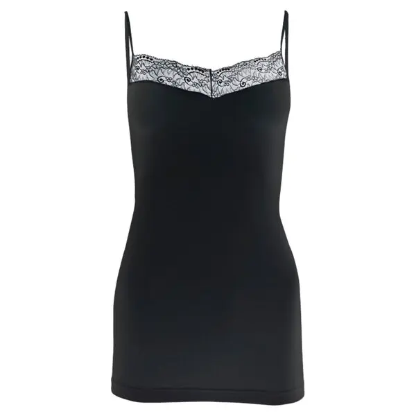 ZD ZERO DEFECTS Afrodita Lace V-neck Spaghetti Top - Black