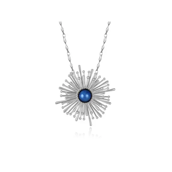 RETRO CHIC Dandelion Pendant Necklace - Silver/blue