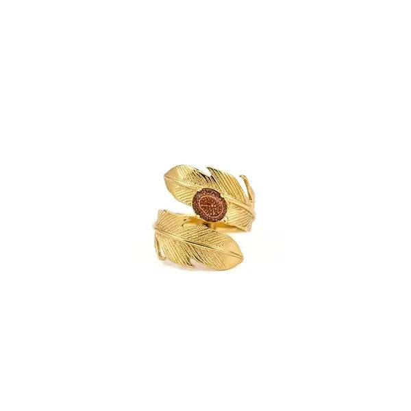 JAREDJAMIN Plume Sandstone Adjustable Ring - Gold