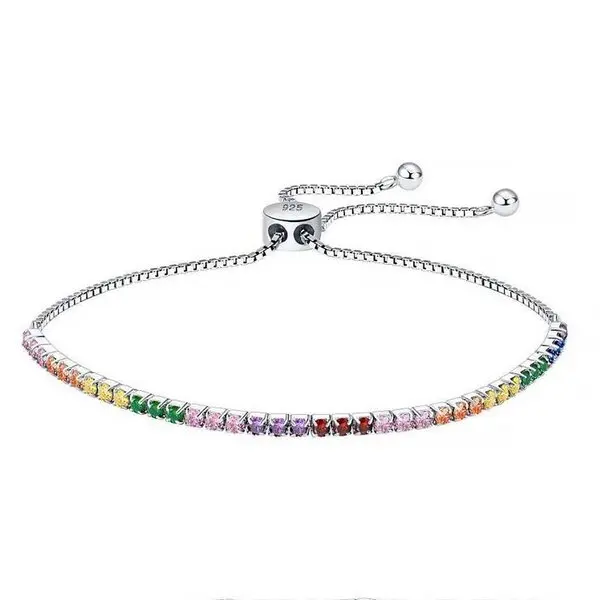 SHADED THE LABEL Sorcha Rainbow Diamond Tennis Bracelet - Silver