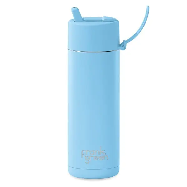 FRANK GREEN 20oz Stainless Steel Ceramic Reusable Bottle Sky With Flip Straw Lid - Blue
