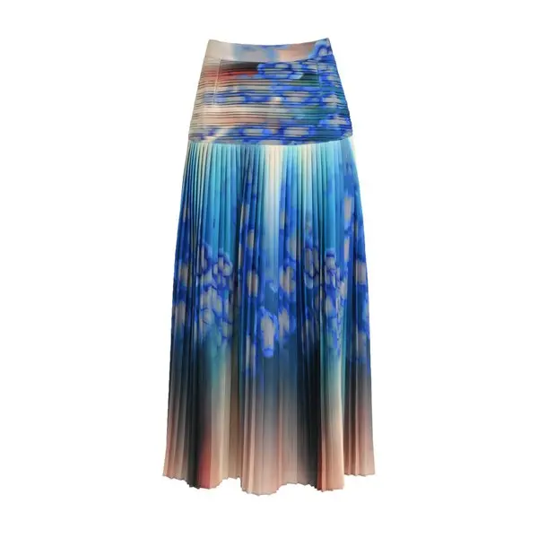 LALIPOP DESIGN Abstract Floral Pleated Midi Skirt