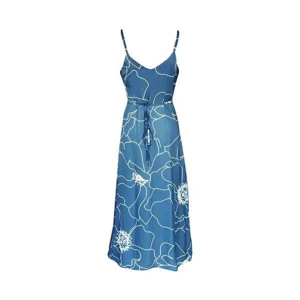 Haris Cotton Printed Satin Wrap Maxi Dress With Straps