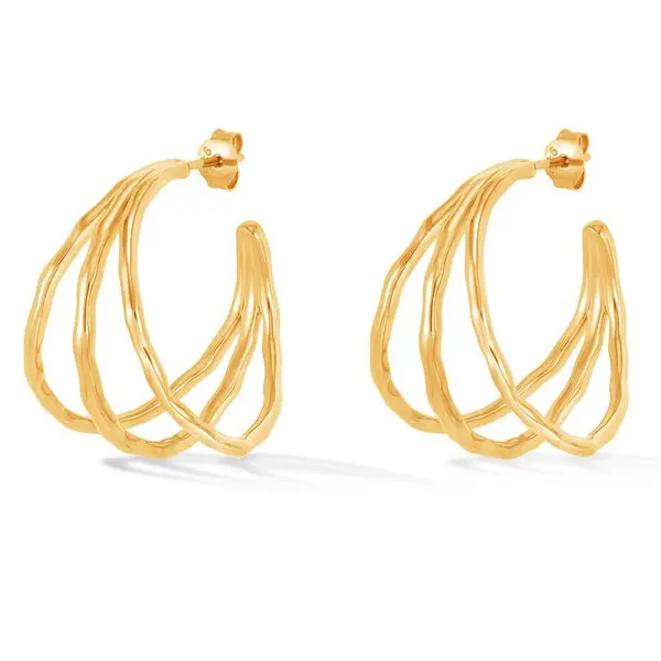 DOWER & HALL Large Triple Row Waterfall Vermeil Hoops - Gold