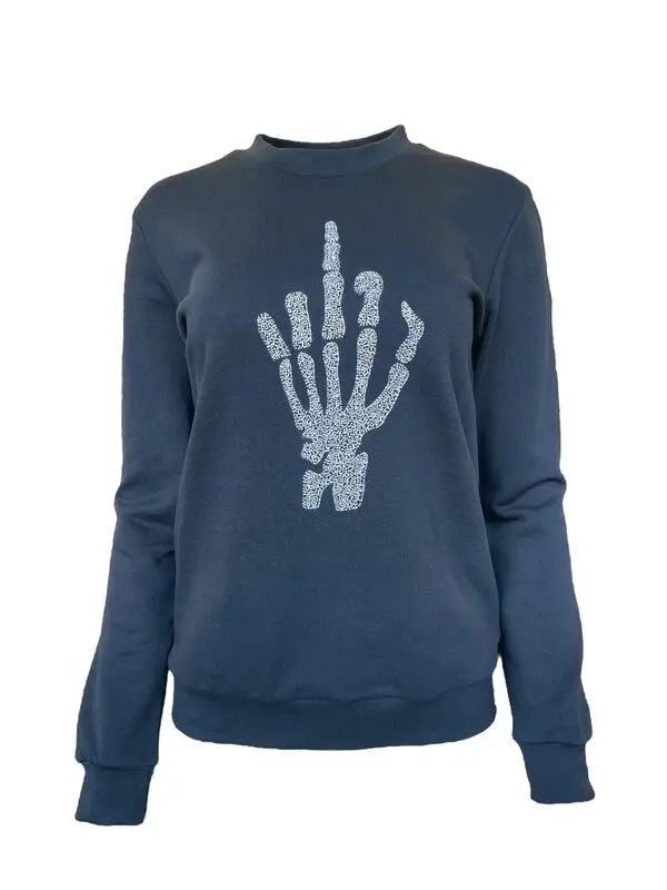 ANY OLD IRON Beaded Skull Finger Sweatshirt