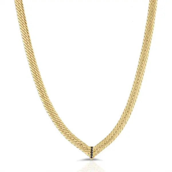 GLAMROCKS JEWELRY Cz Chevron Herringbone Necklace - Gold
