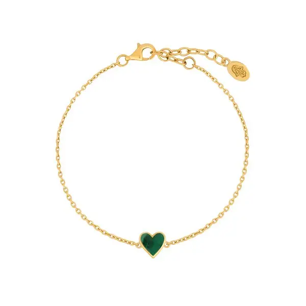 KARMA AND LUCK Love’s Shield Malachite Heart Bracelet - Gold/green