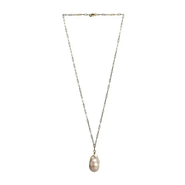 TOOLALLY Baroque Pearl Pendant Necklace - Gold