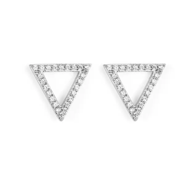 TOOLALLY Triangle Stud Earrings With Zirconia - Silver