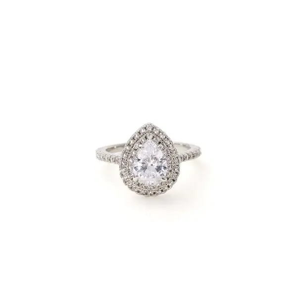 SHABELLA NYC Tear Drop Gemstone Ring - Silver