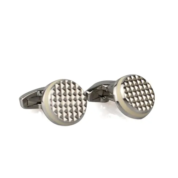 DAVID WEJ Round Gem Cufflinks - Silver