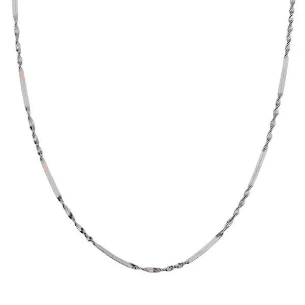 SPERO LONDON Half Twisted Singapore Chain Necklace - Silver