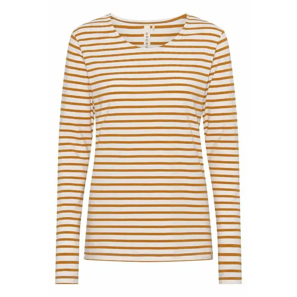 GROBUND Striped Jersey Blouse - Gold