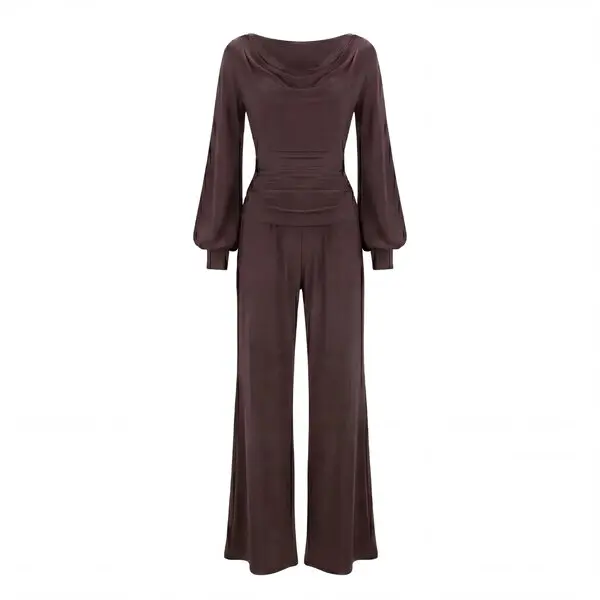 ATOM LABEL Indium Jumpsuit With Bell Sleeve - Brown