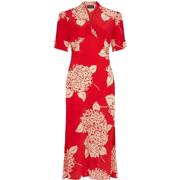 PRETTY ECCENTRIC Mabel Hydrangea Print Dress - Red