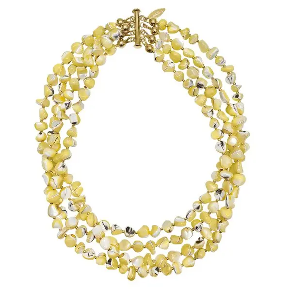 FARRA Natural Shell Layered Necklace - Yellow
