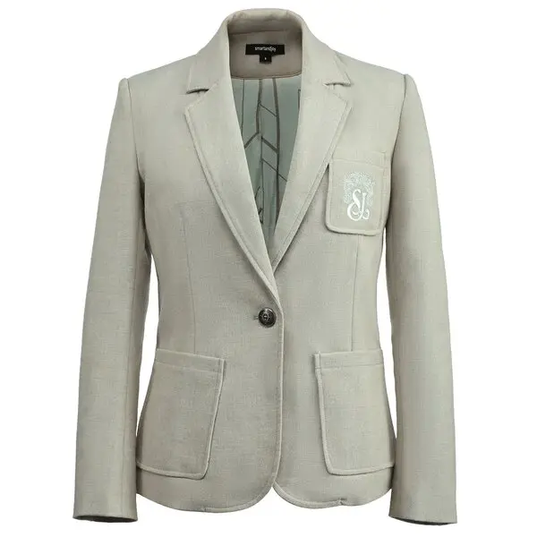 SMART AND JOY Tailored Blazer With Embroidered Crest - Brown