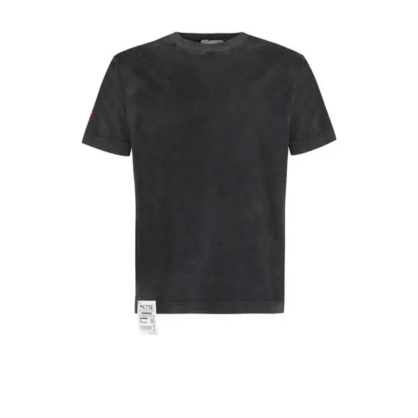 PCFG Vintage Effect T-shirt With Bold Shoulder Padding And Back Print - Black