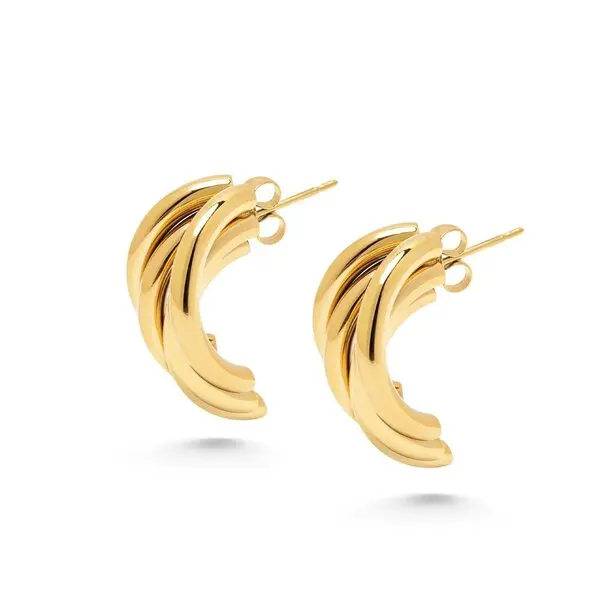 NIALAYA JEWELRY Triple Layered Hoop Earrings - Gold