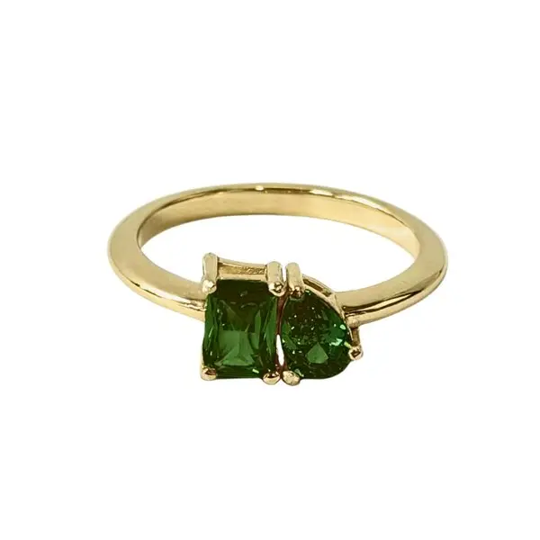 BELINDA JEWELZ Toi Et Moi Gemstone Ring - Green