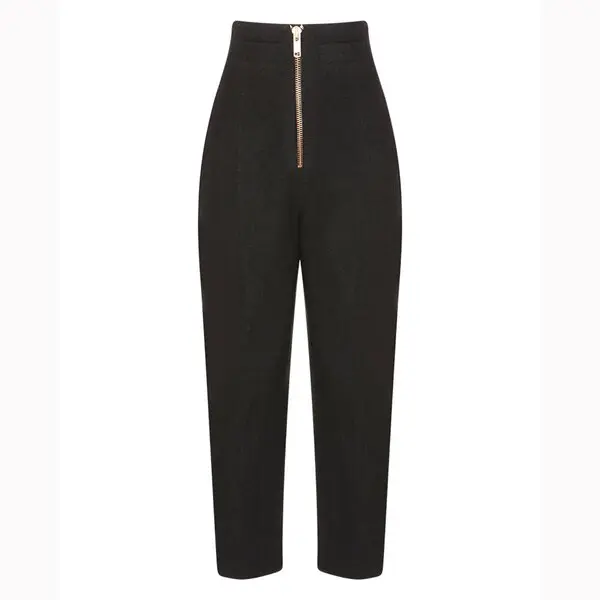 F.J.K BY FARAH KADHIMI High-waisted Trousers With Gold Zip - Black