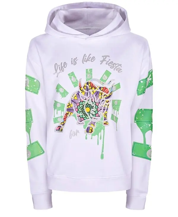 MIRACLES MANIFESTER Inspirational Affirmation Hoodie With Reflective Design - White