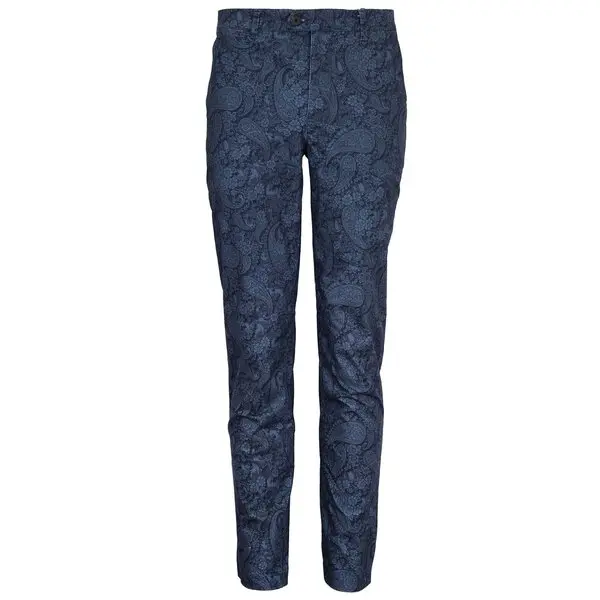 LORDS OF HARLECH Jack Paisley Romance Pant Navy - Blue