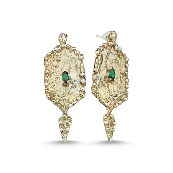REIAN JEWELLERY Paris Emerald & Sterling Silver Earrings - Gray